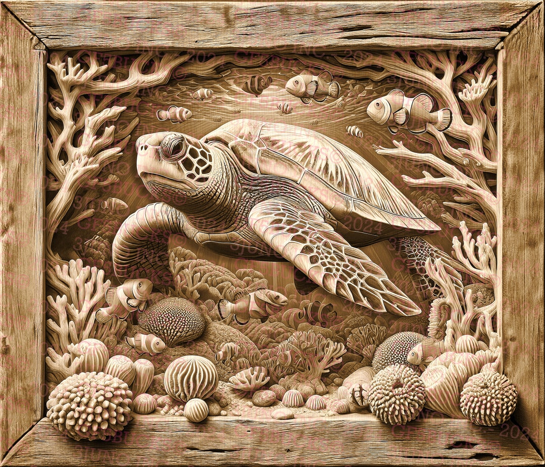 Sea Turtle - Laser Burn PNG | 3D Illusion | Engrave | Laser Ready ...