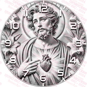 3D Illusion Chaste Heart of St. Joseph Clock Digital File | Laser-ready ...