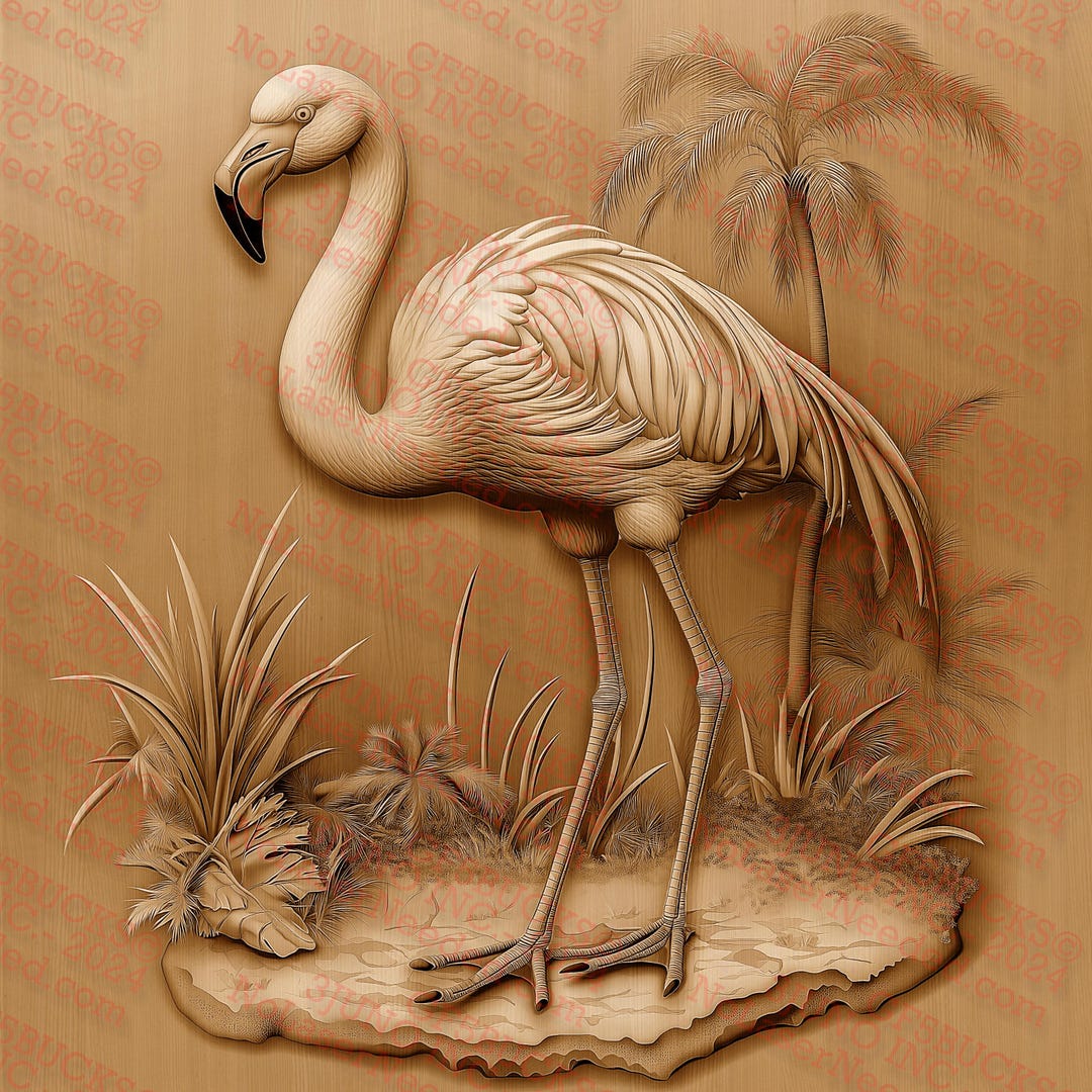 3D Flamingo Illusion PNG Design | Tropical Laser Art - Laser Burn PNG ...