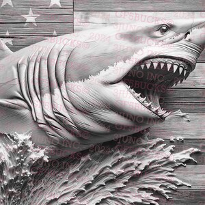 Great White Shark Fishing - Laser Burn PNG | 3D Illusion | Engrave ...