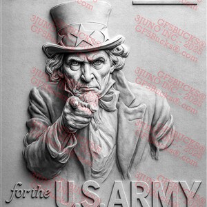 3D Illusion Uncle Sam PNG, 10x14 Inch Laser Engraving File, Classic ...