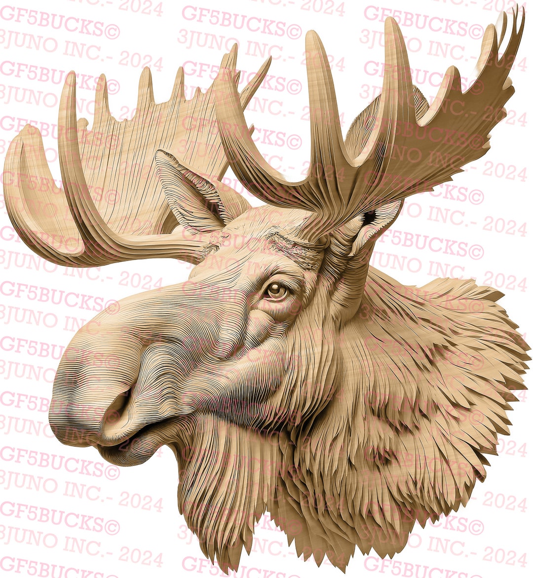 Moose 3D Illusion Digital File - Laser Engraving Ready (instant ...