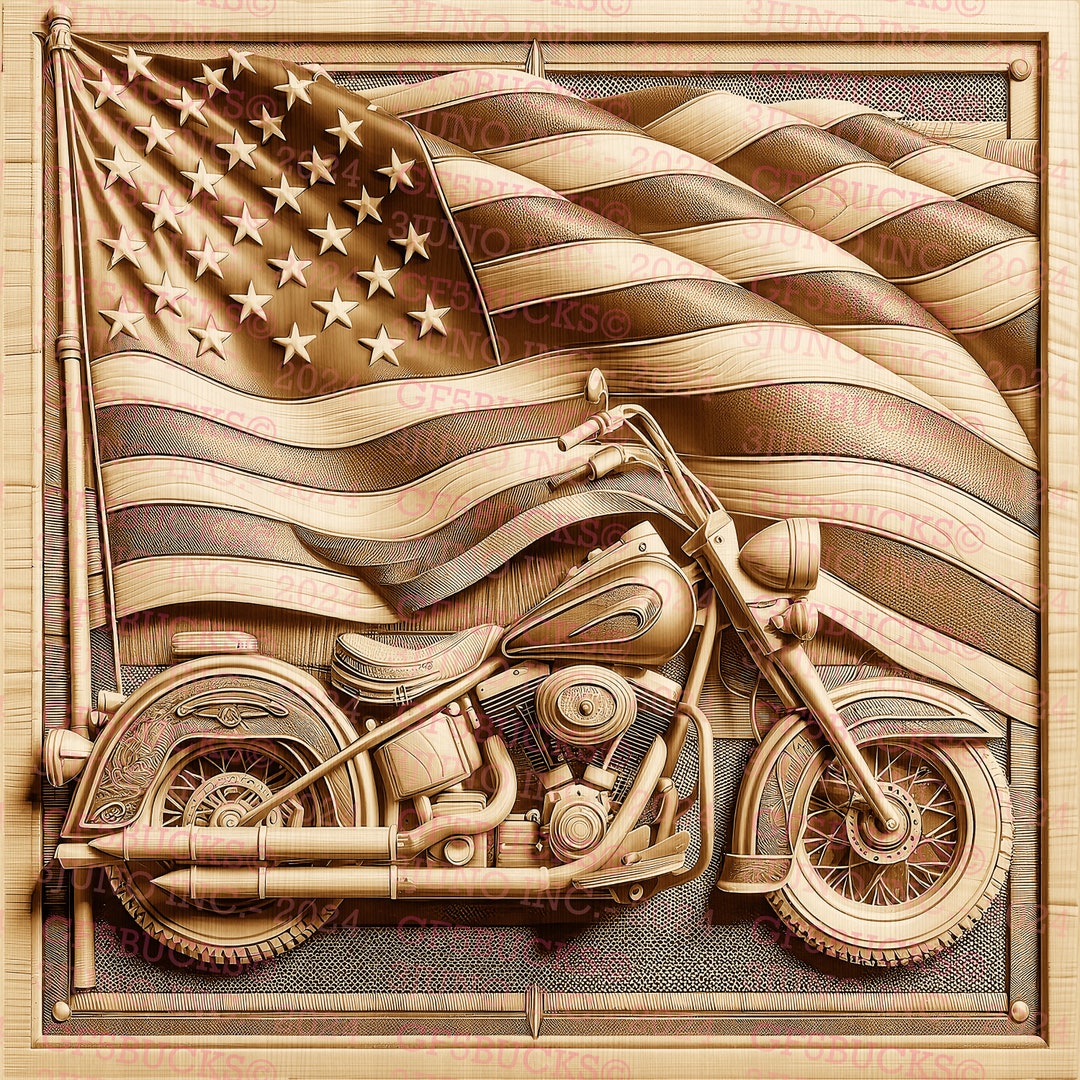 Patriotic Biker 3D Illusion Digital File | Flag - Laser Engraving Ready ...