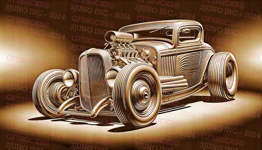 Hot Rod 3D Illusion Digital File - Laser Engraving Ready (instant ...