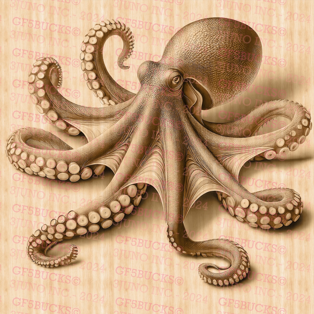 Octopus 3D Illusion Digital File - Laser Engraving Ready (instant ...