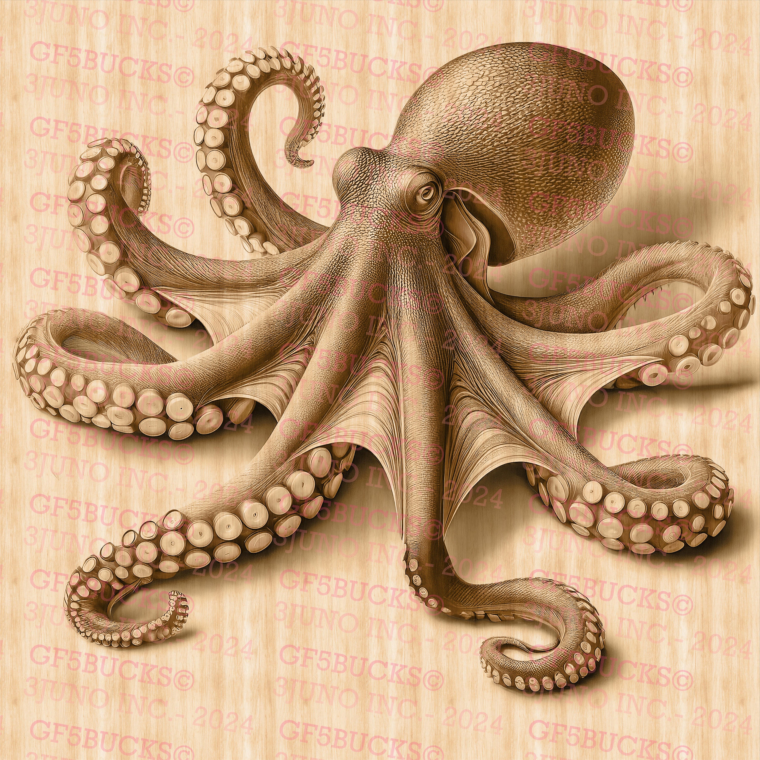 Octopus 3D Illusion Digital File - Laser Engraving Ready (instant ...