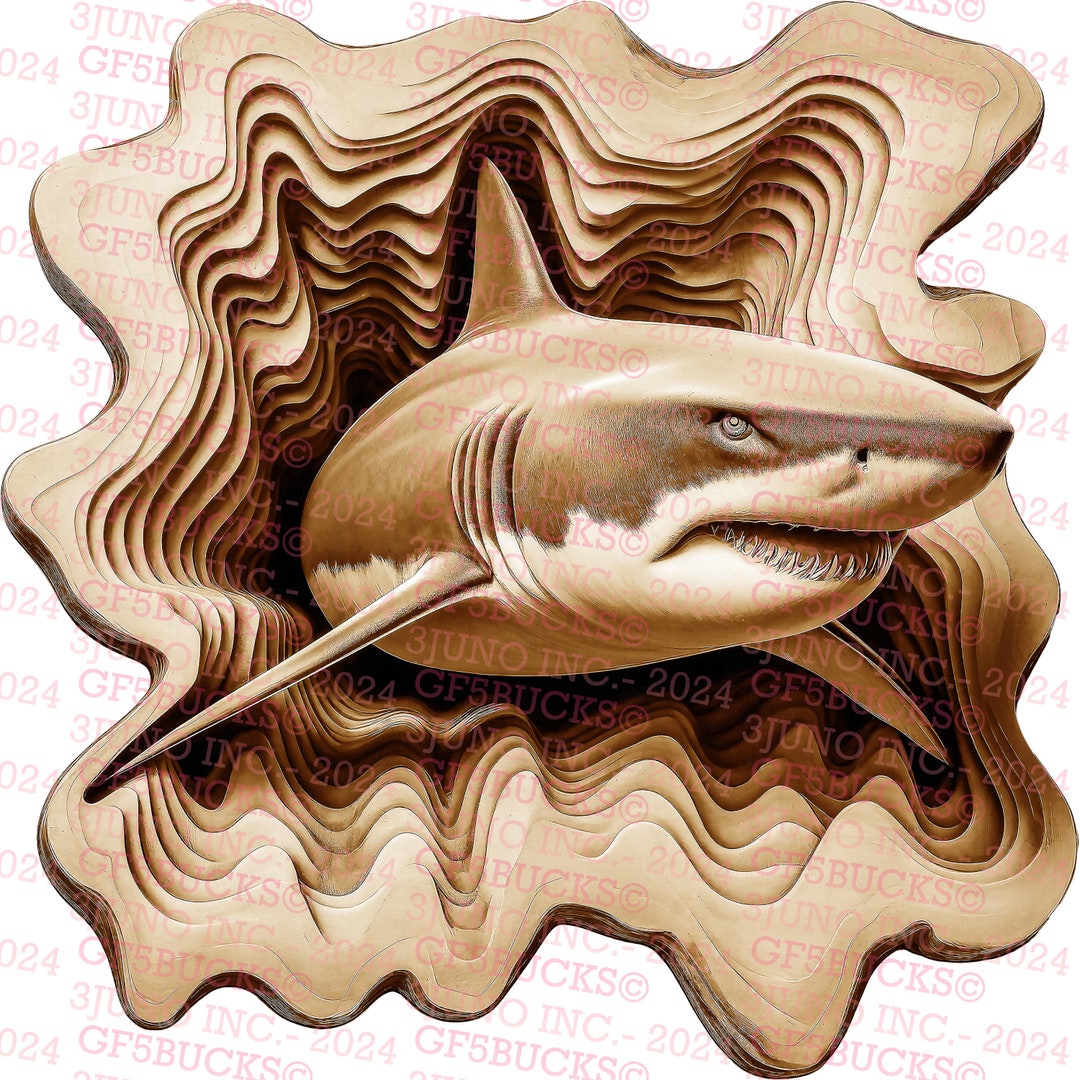 Bull Shark - Laser Burn PNG | 3D Illusion | Engrave | Laser Ready ...