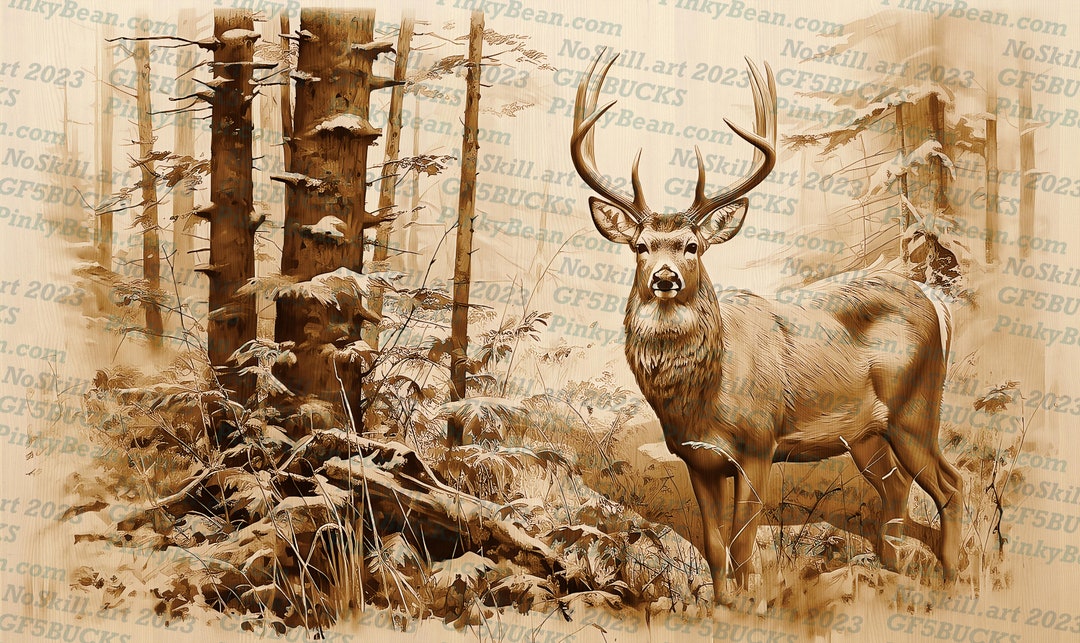 3D Illusion Deer Woodland Scene Laser Burn PNG Digital File - Perfect ...