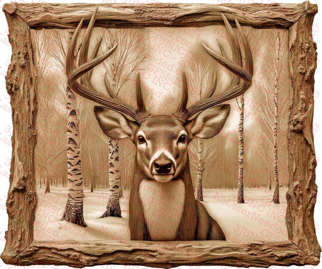 Whitetail Deer Framed | 3D Illusion Engraving Digital File Instant ...
