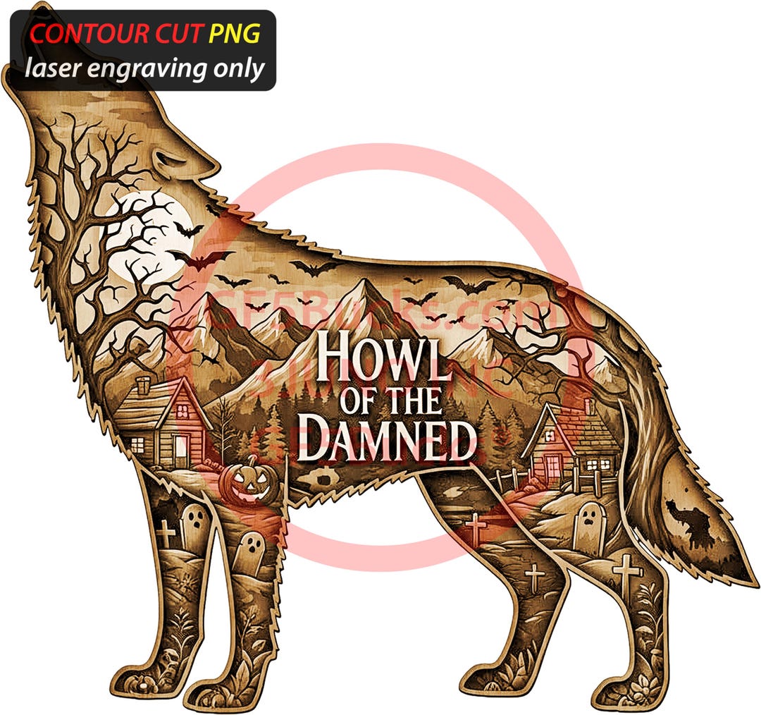 3D Illusion Howling Wolf Art for Laser Engraving | PNG Digital File ...