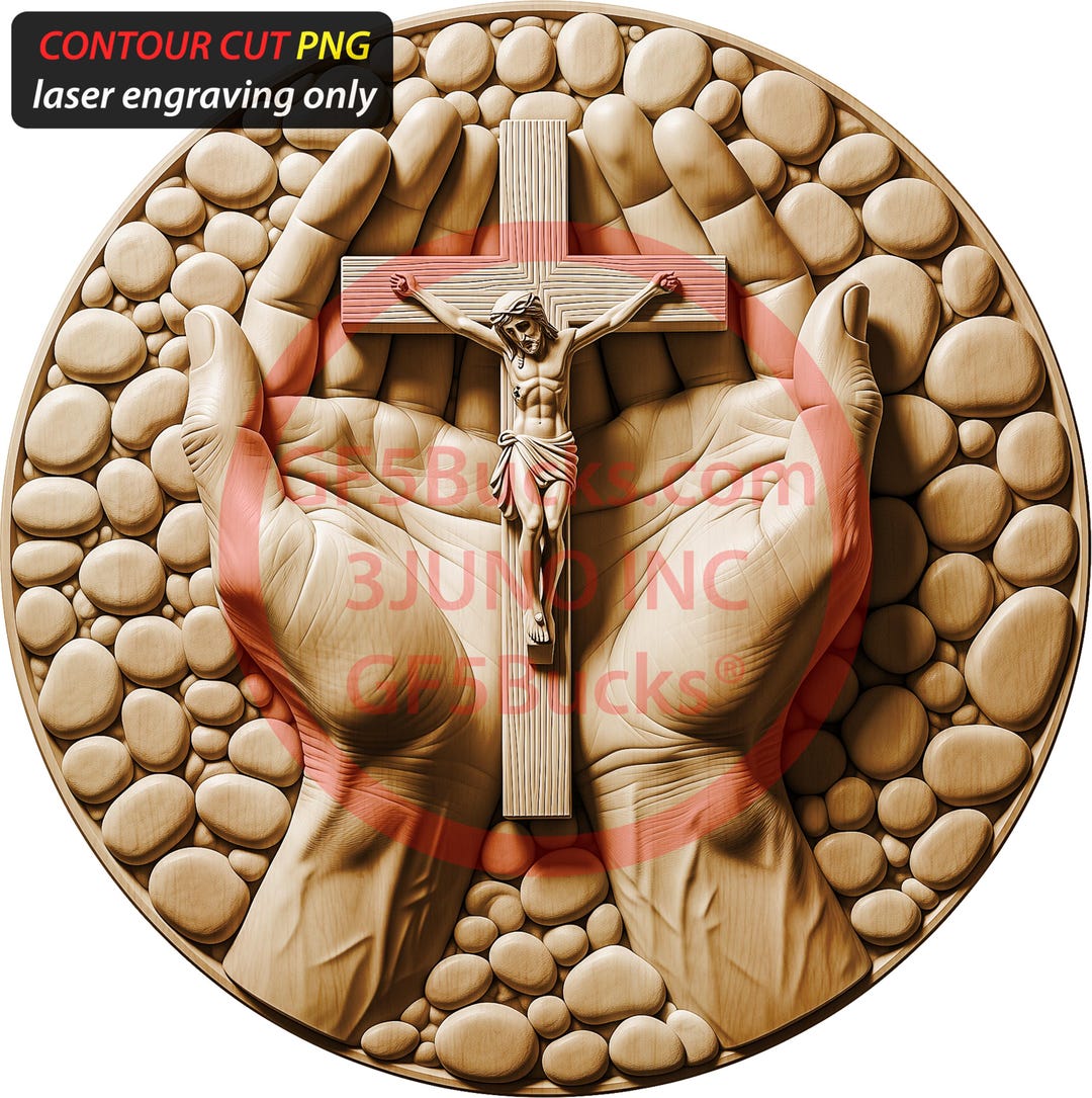3D Illusion Crucifix Hands Art for Laser Engraving | PNG Digital File ...