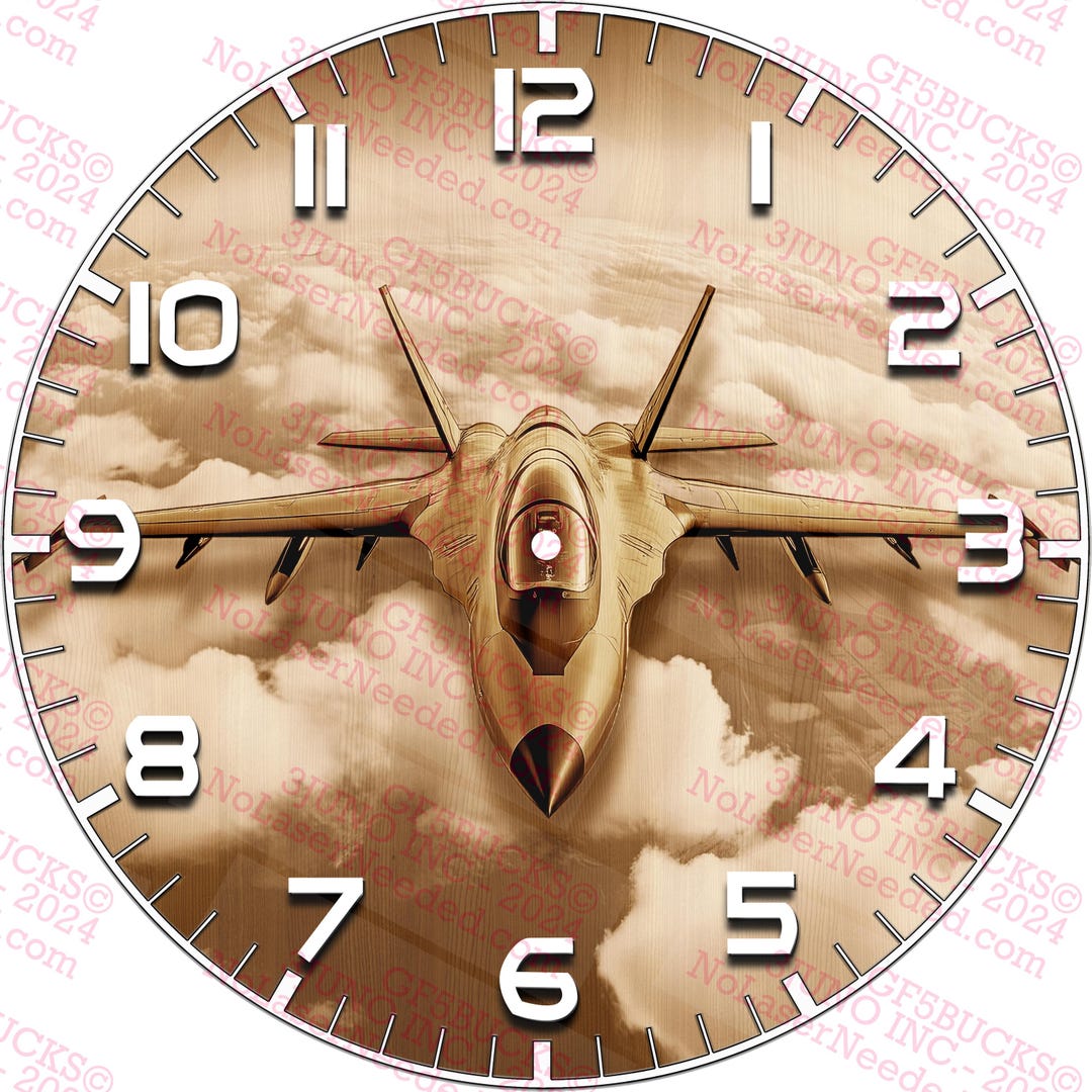 3D Illusion Jet Clock Face | Aviation Wall Art | Digital Laser ...