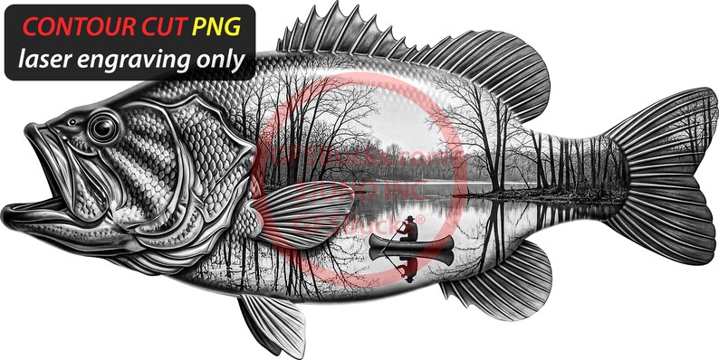 3D Illusion Laser-ready PNG | Lake Bass | Ultra-realistic Engraving ...