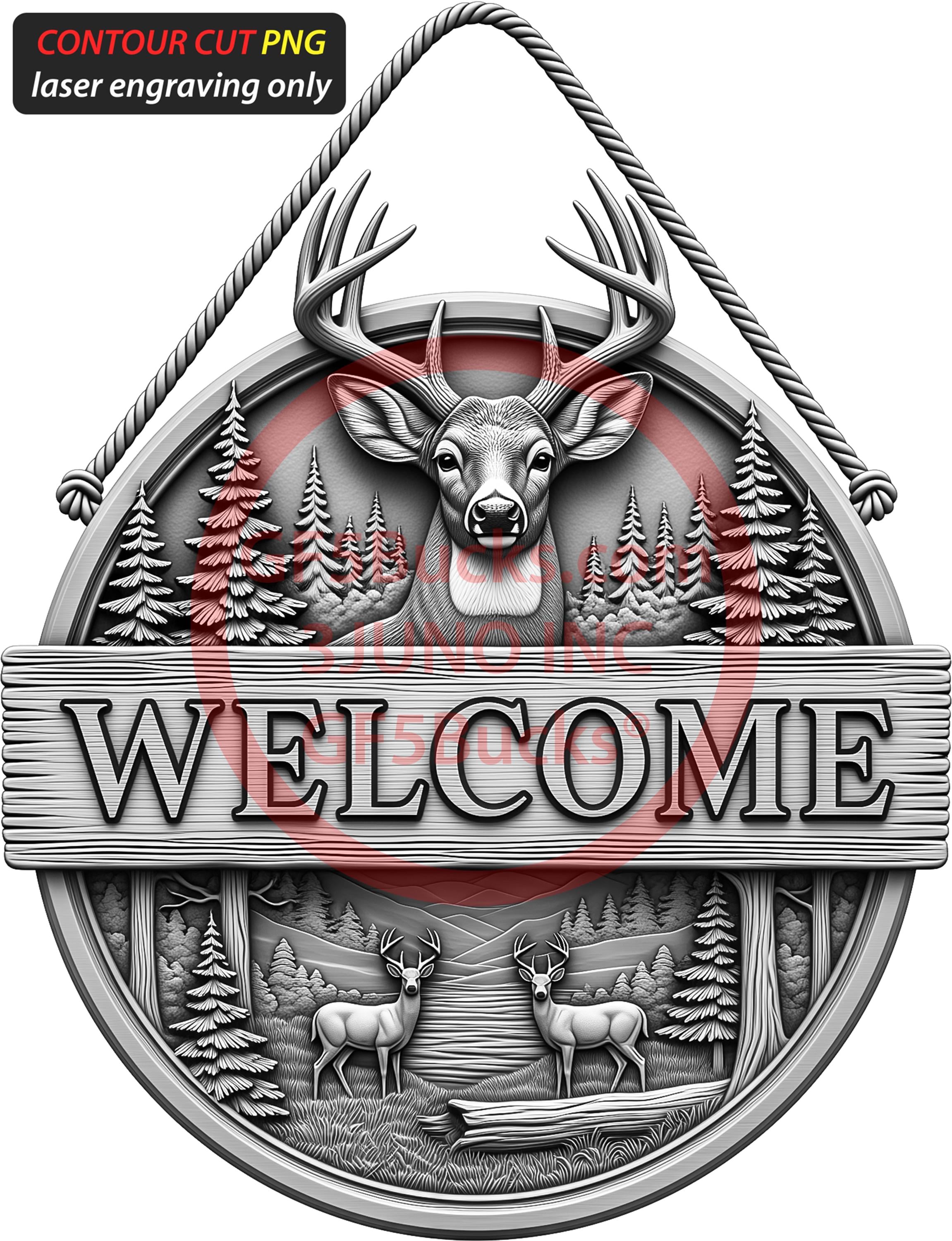 3D Illusion Deer Welcome Art for Laser Engraving | PNG Digital File ...