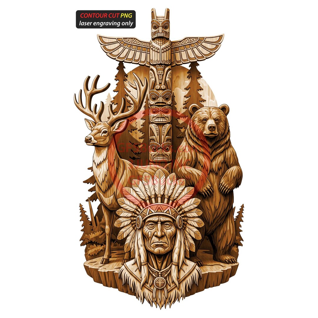 3D Illusion Wilderness Spirit PNG – Symbolic Nature Engraving Art – 7 ...