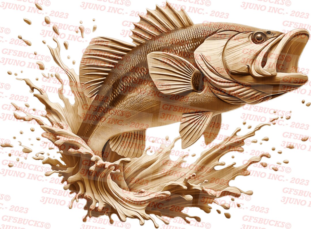 Bass Fishing 3D Illusion Digital Design File - Laser Ready (instant ...