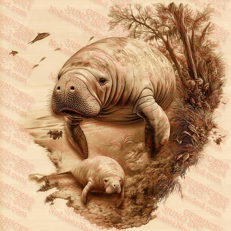 Manatee Art - Etsy