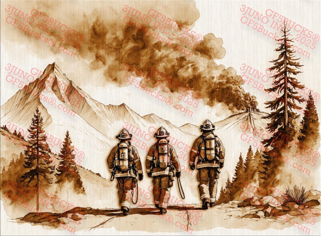 Wildland Firefighters 3D Illusion Laser Engraving PNG (14x10.3in ...