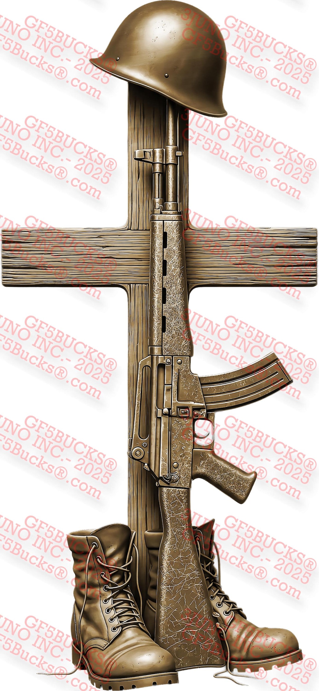 3D Illusion Battlefield Cross PNG – Rifle Boots Helmet Memorial Art ...