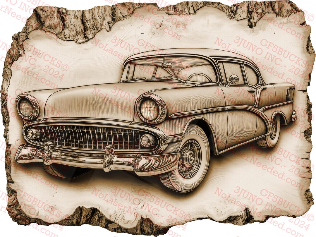 3D Illusion Classic Car Wall Art 1950s Vintage Car Decor, Retro Auto ...