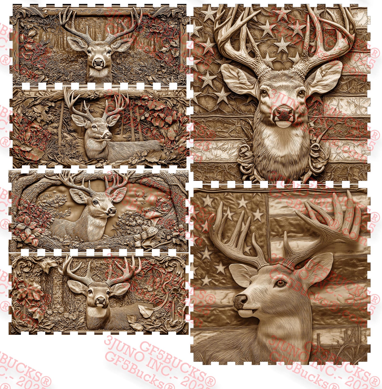 Patriotic Deer 3D Illusion PNG Laser Engraving File Gf5bucks® Finger ...