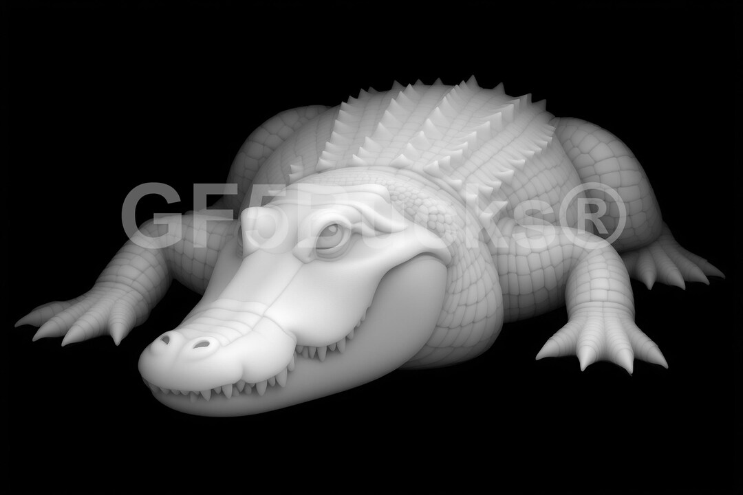 3D Illusion Alligator Depth Map PNG or TIFF (zipped) – 16-bit Grayscale ...