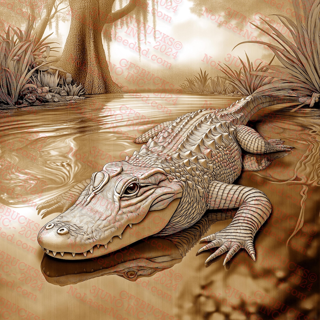 3D Alligator Illusion PNG Design | Swamp Scene Laser Art - Laser Burn ...