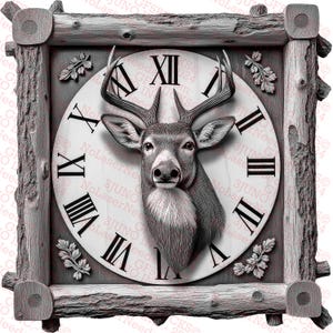 Whitetail Deer Clock 3D Illusion Engraving Digital File Instant ...