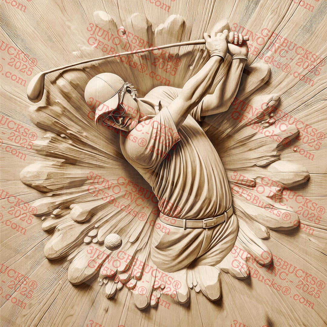 Golfer 3D Illusion PNG Laser Engraving File Gf5bucks® | Digital Design ...