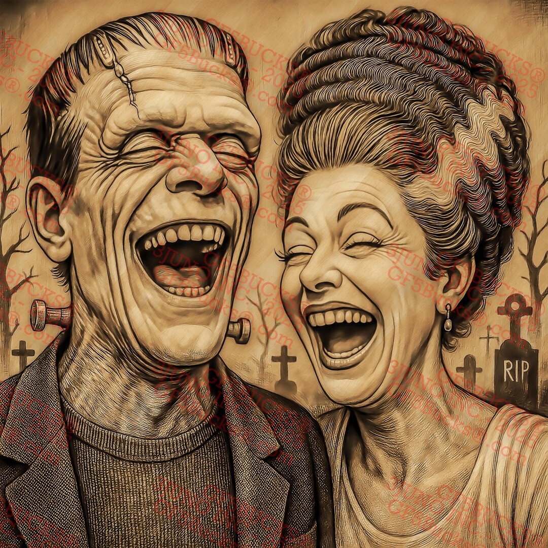 3D Illusion Monster Couple PNG – Halloween Graveyard Humor – Laser ...