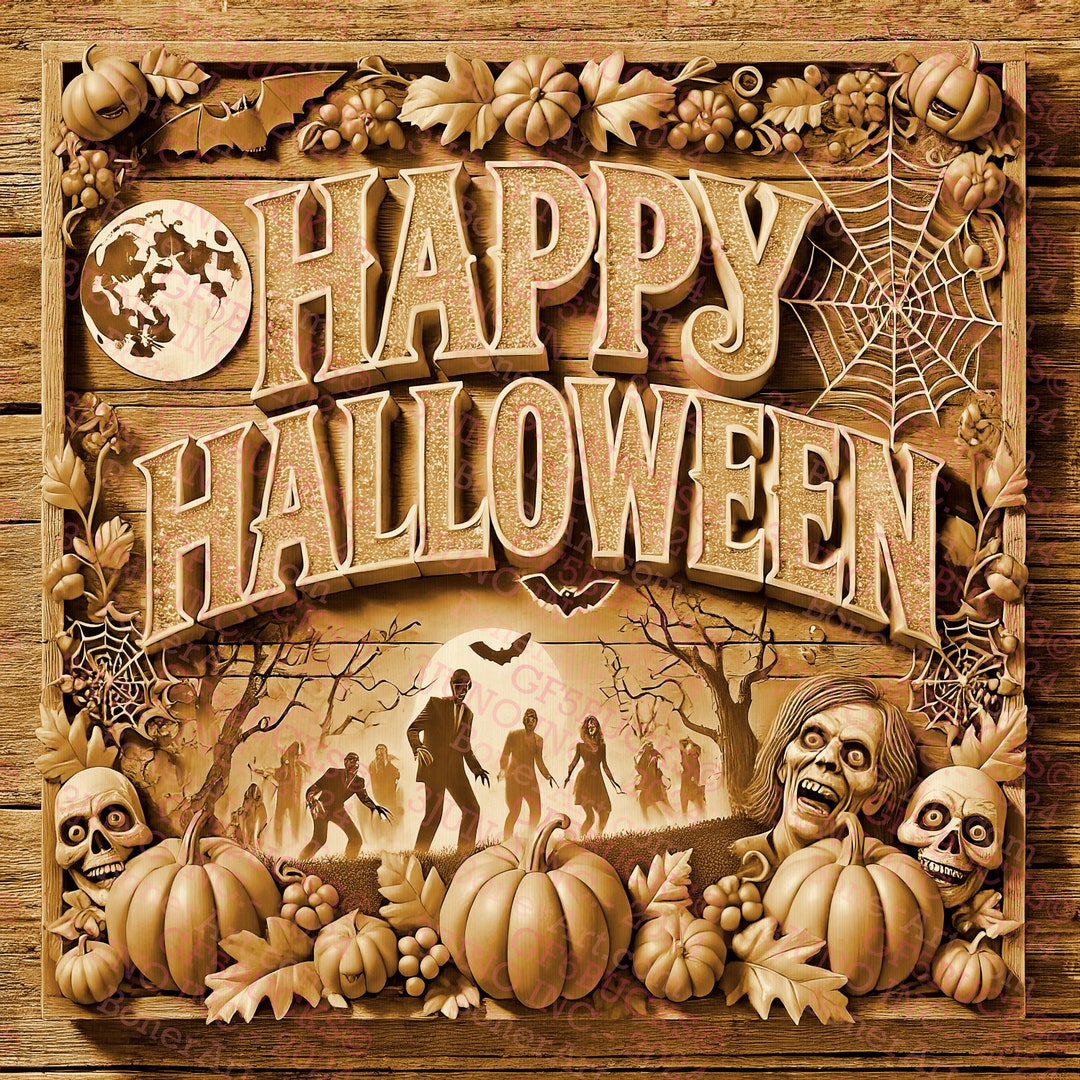 Happy Halloween Sign, Halloween, Oh so Scary! - Laser Burn PNG | 3D ...