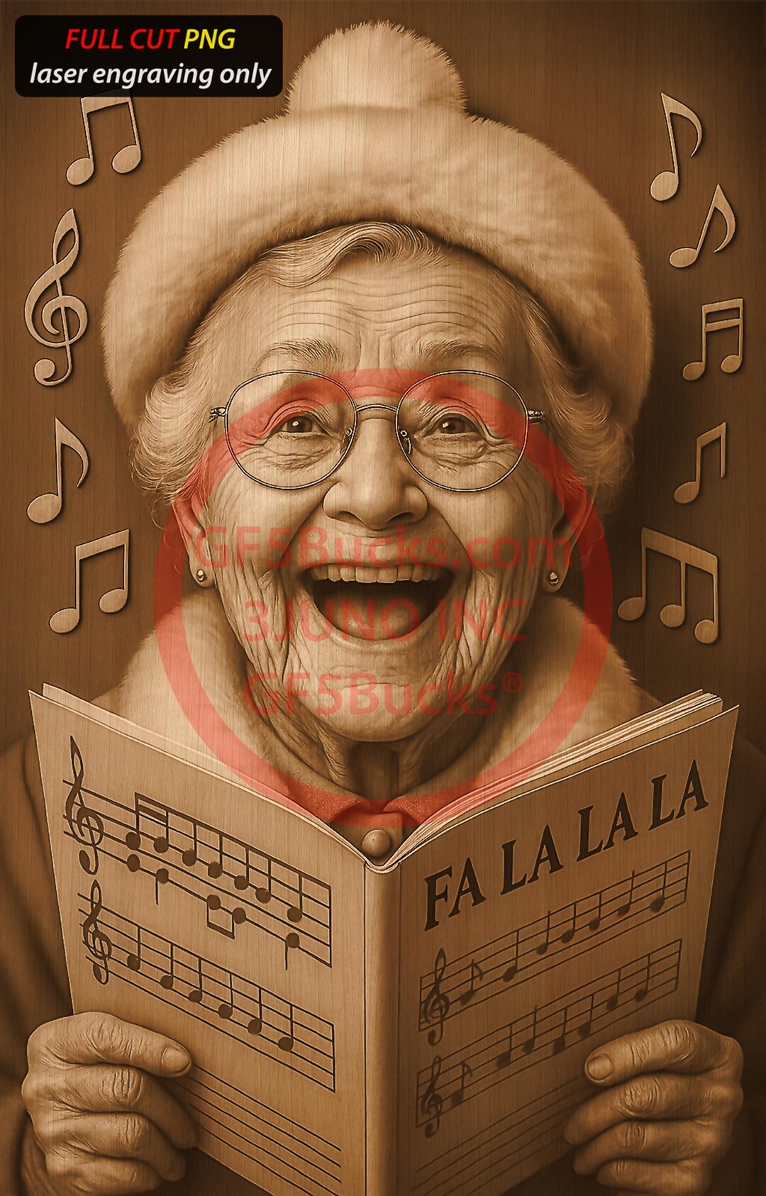 3D Illusion Singing Granny Art for Laser Engraving | PNG Digital File ...