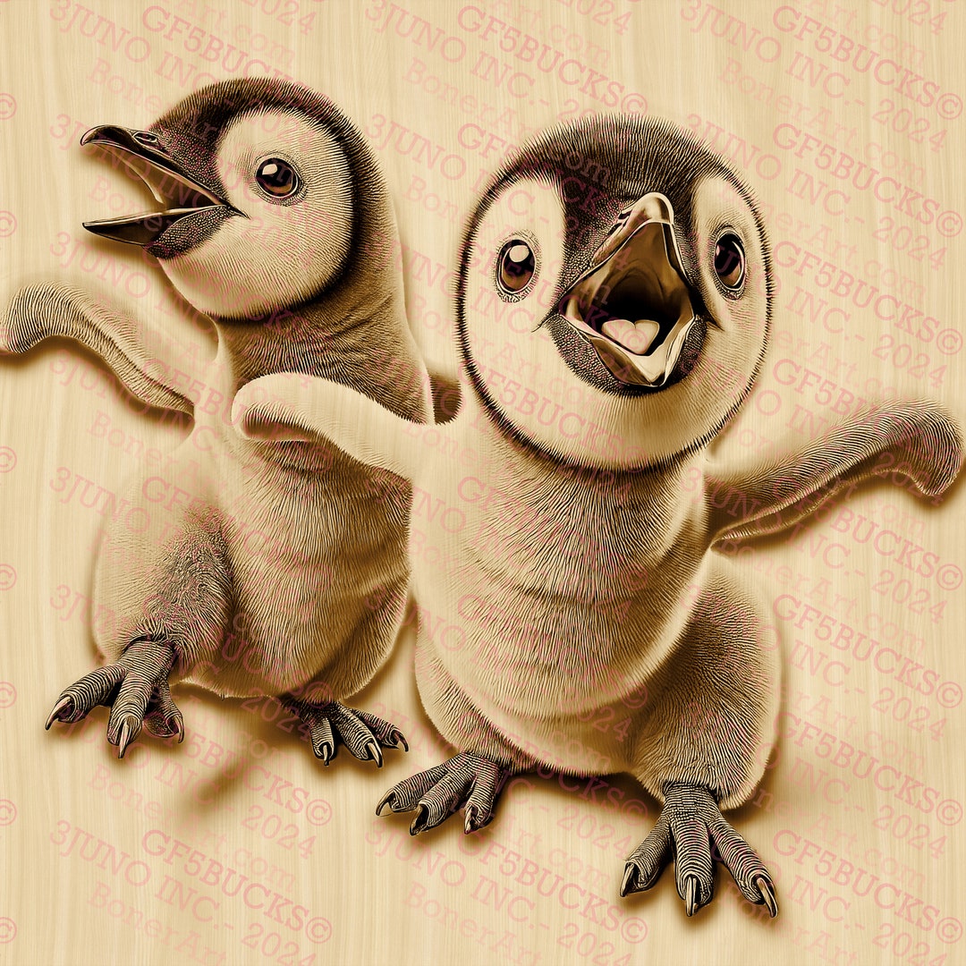 Penguins 3D Illusion Digital File - Laser Engraving Ready (instant ...