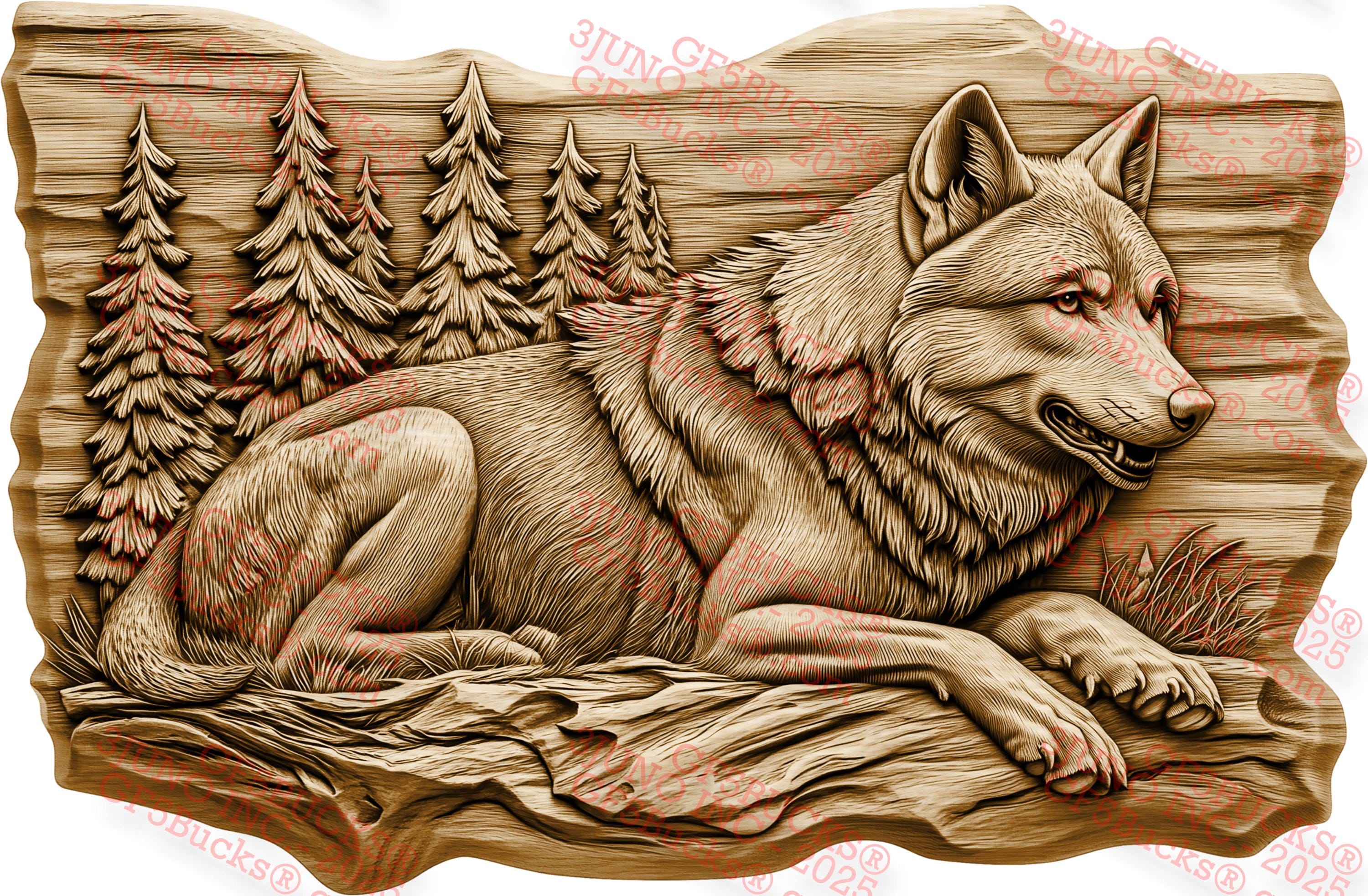 3D Illusion Wolf PNG, Realistic Forest Scene With Pine Trees, 13.98x9 ...