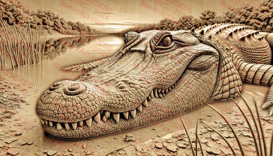 Gator, Alligator 3D Illusion Art - Wildlife, Swamp Deco | Laser Burn ...