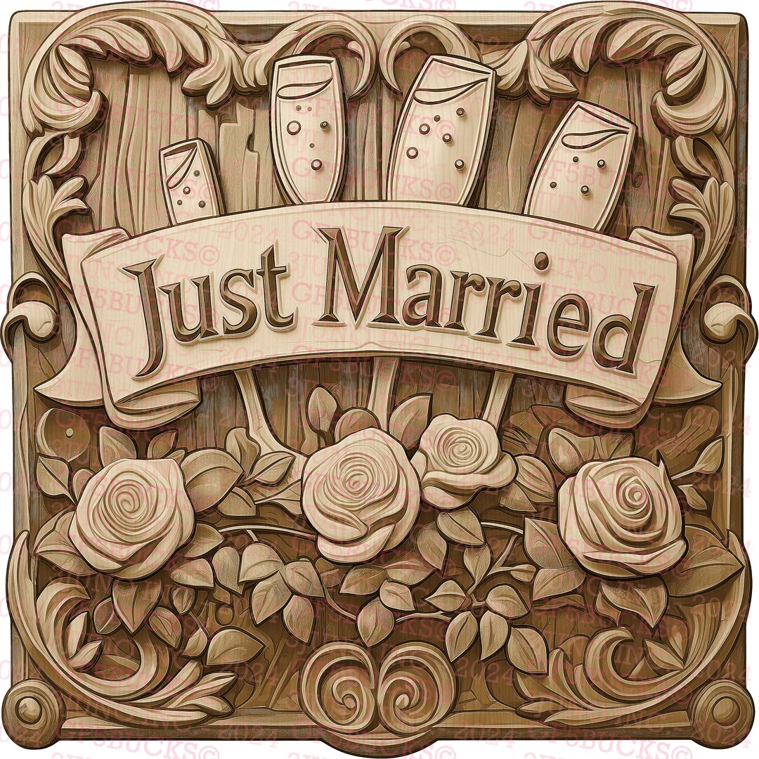 Just Married, Wedding - Laser Burn PNG | 3D Illusion | Engrave | Laser ...