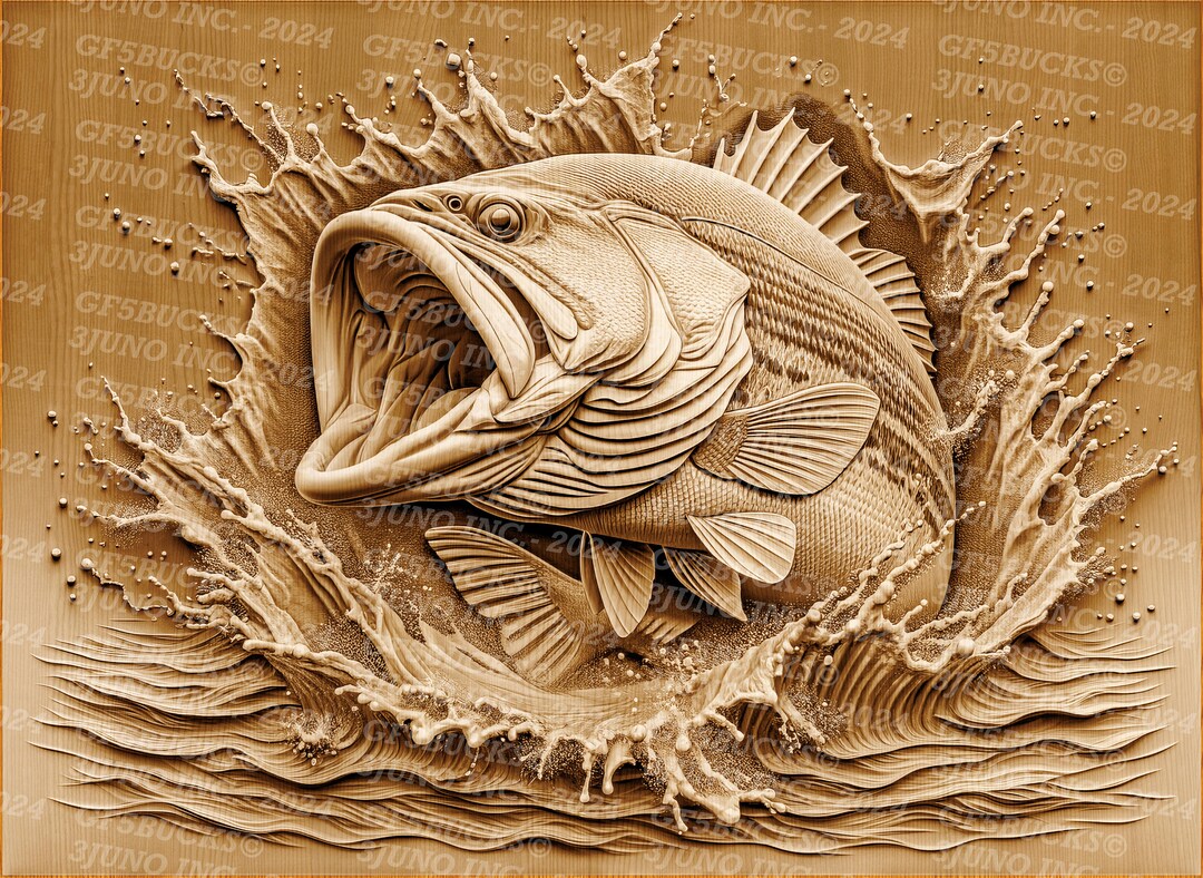 Largemouth Bass 3D Illusion Digital File - Laser Engraving Ready ...