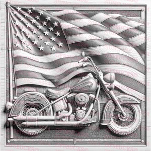 Patriotic Biker 3D Illusion Digital File | Flag - Laser Engraving Ready ...