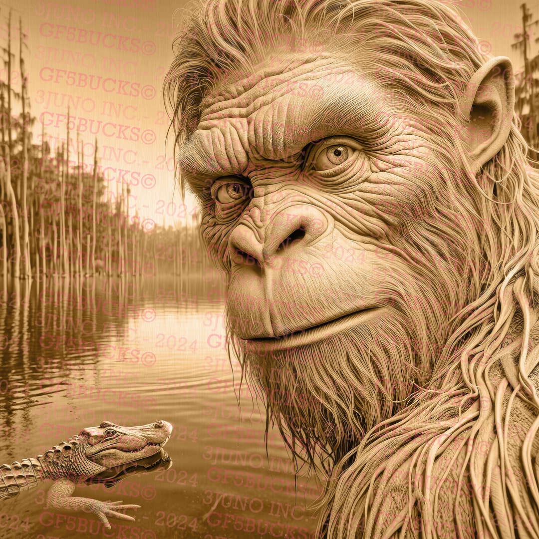 Sasquatch, Swamp Cabbage Man, Bigfoot, Florida - Laser Burn PNG | 3D ...
