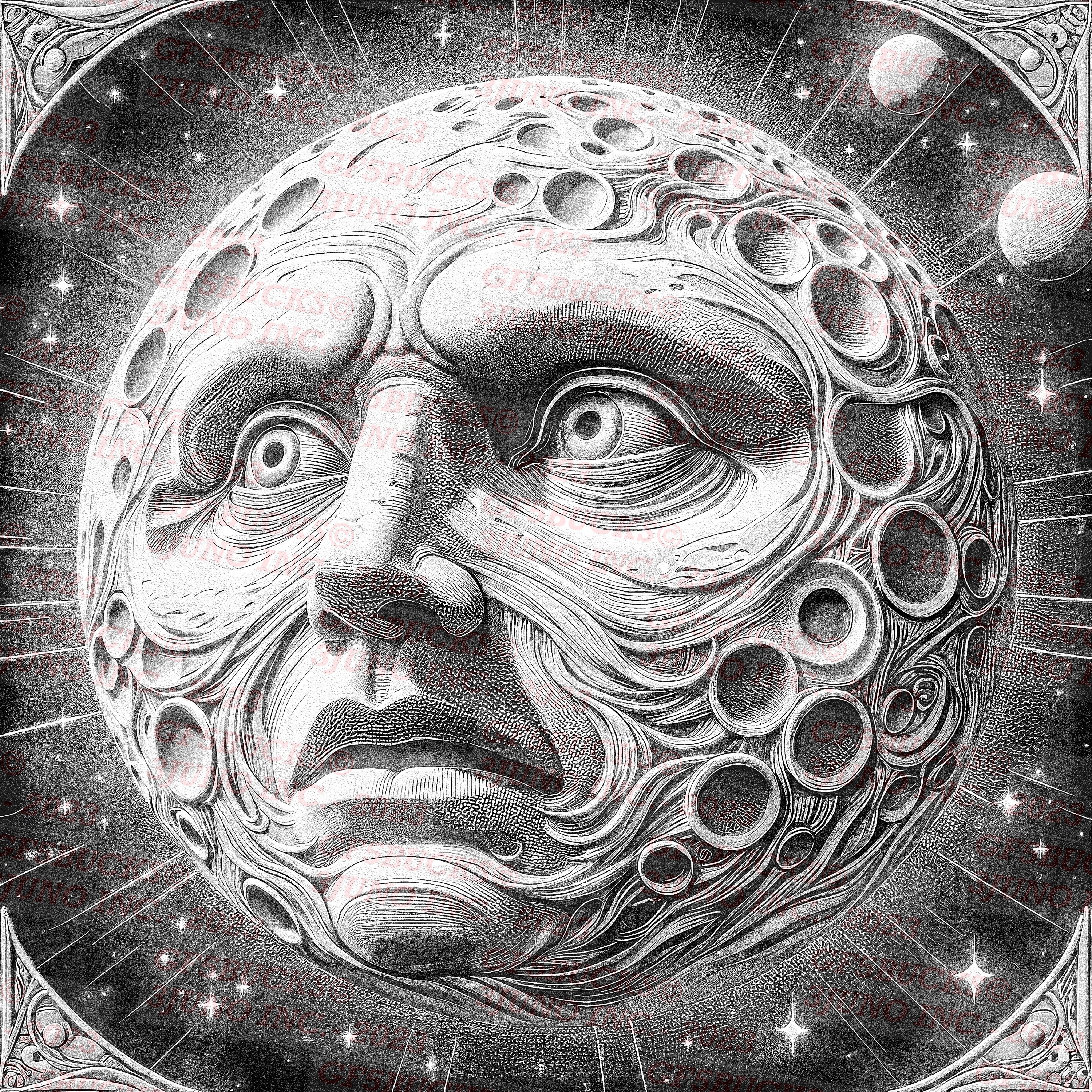 3D Illusion Laser Burn Man in the Moon PNG Digital File - Instant ...
