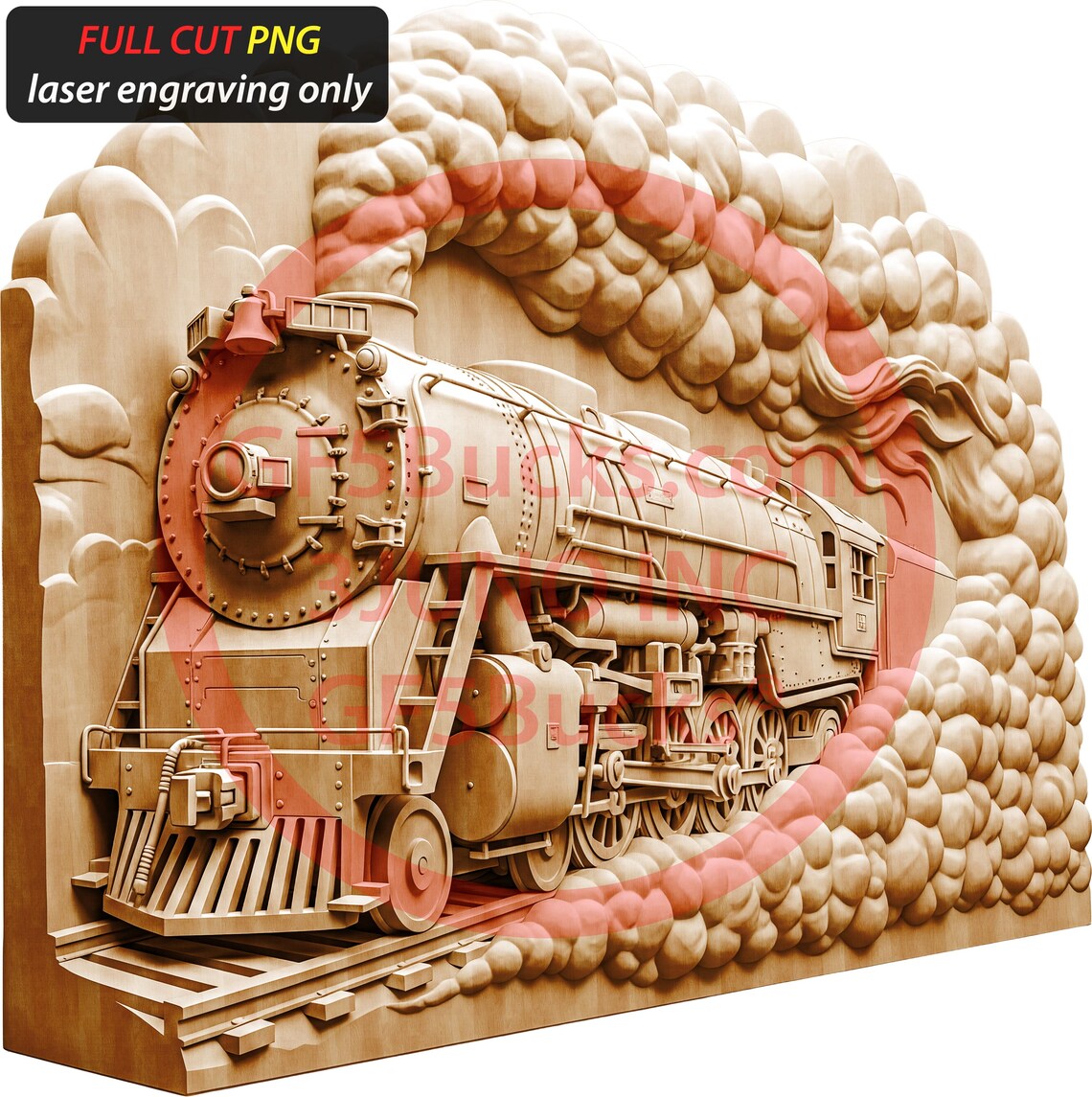 3D Illusion Steam Train Art for Laser Engraving | PNG Digital File | 13 ...