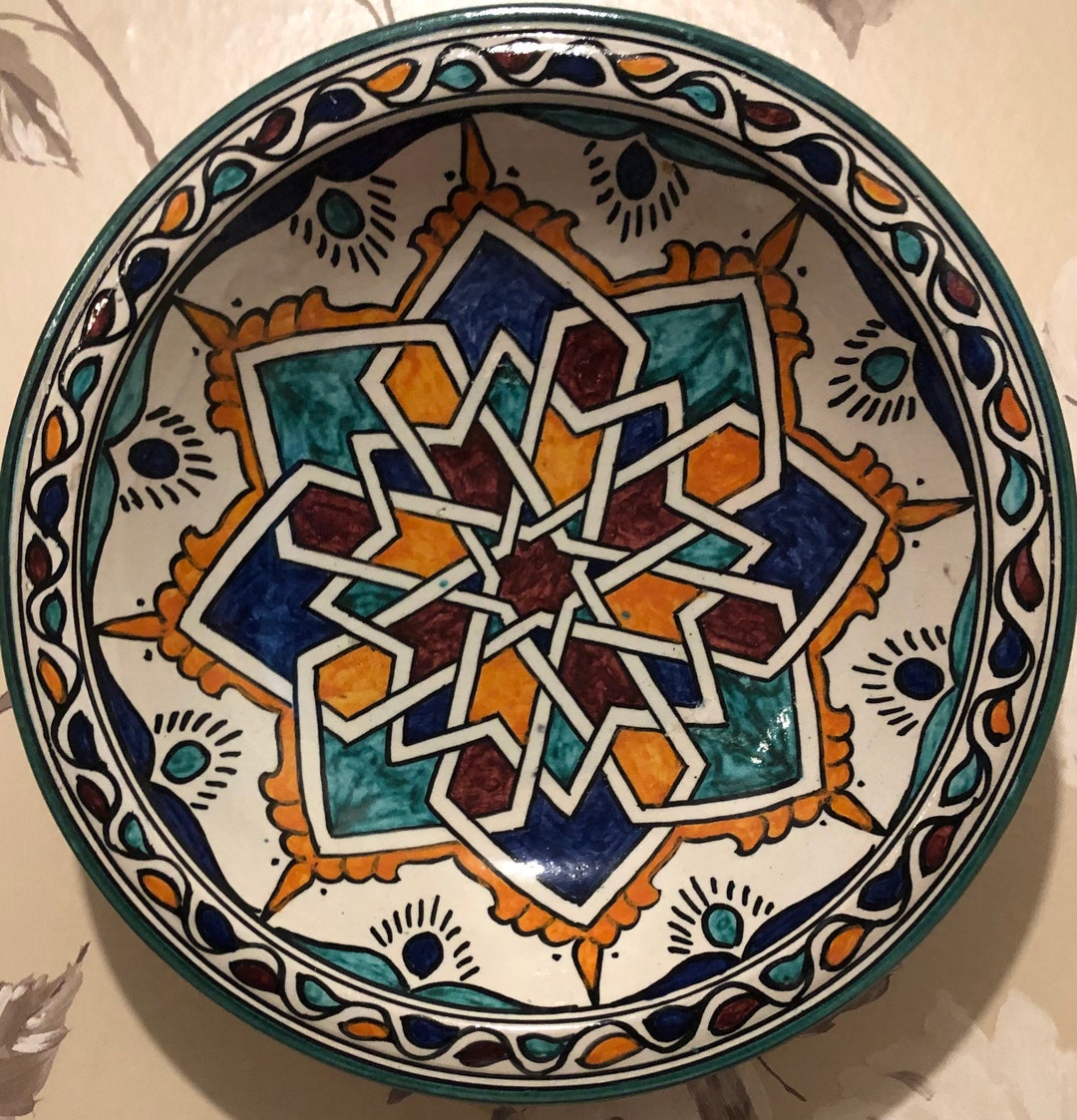 Handmade and Hand Painted Moroccan Ceramic Plate Made in Fed/fez - Etsy