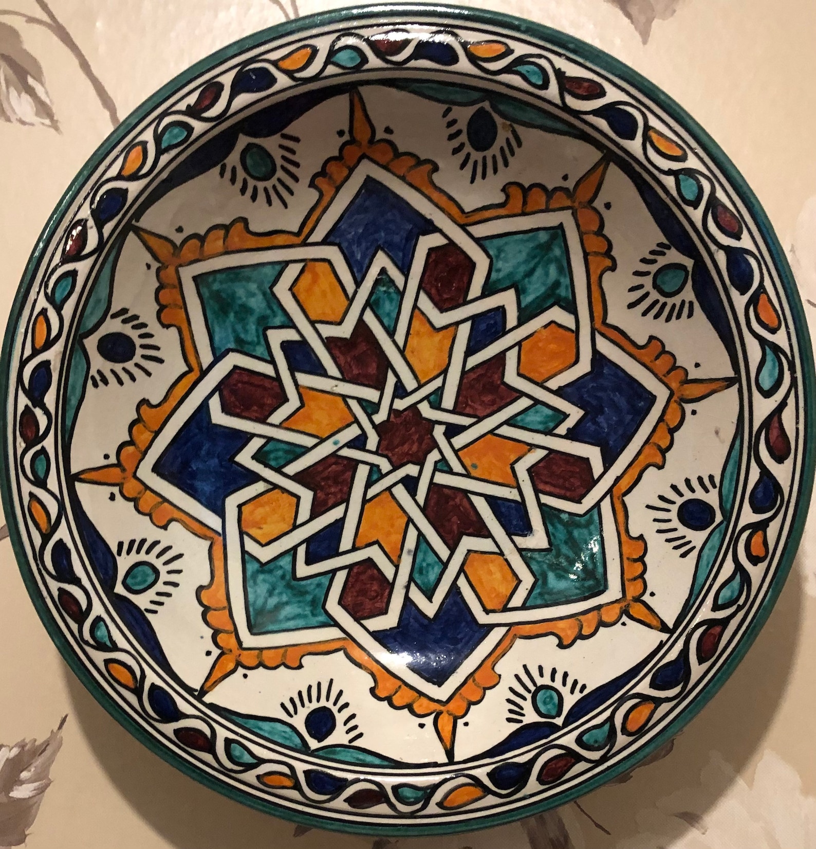 Handmade and Hand Painted Moroccan Ceramic Plate Made in Fed/fez - Etsy