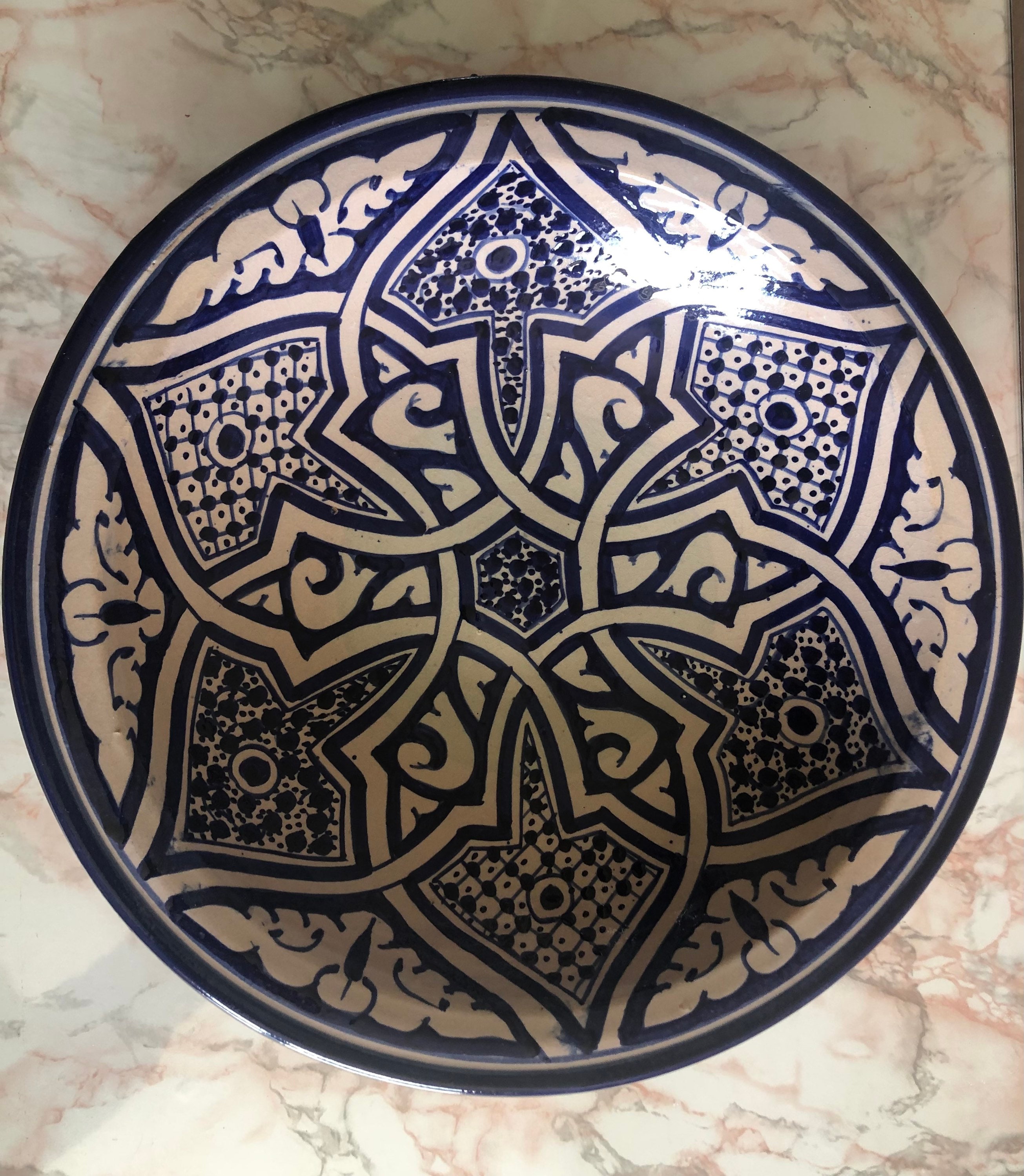 Handmade and Hand Painted Moroccan Ceramic Plate Made in Fed/fez - Etsy