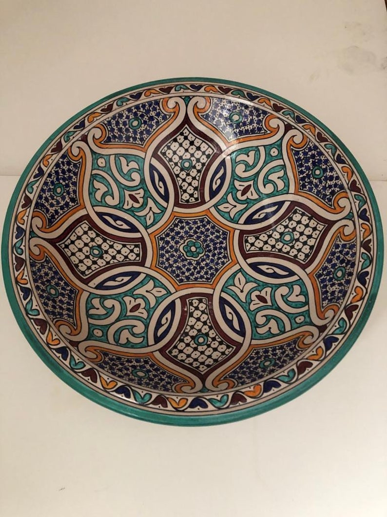 Handmade Moroccan Ceramic Plate: Multi-colored Home Decor (50x11 Cm) - Etsy