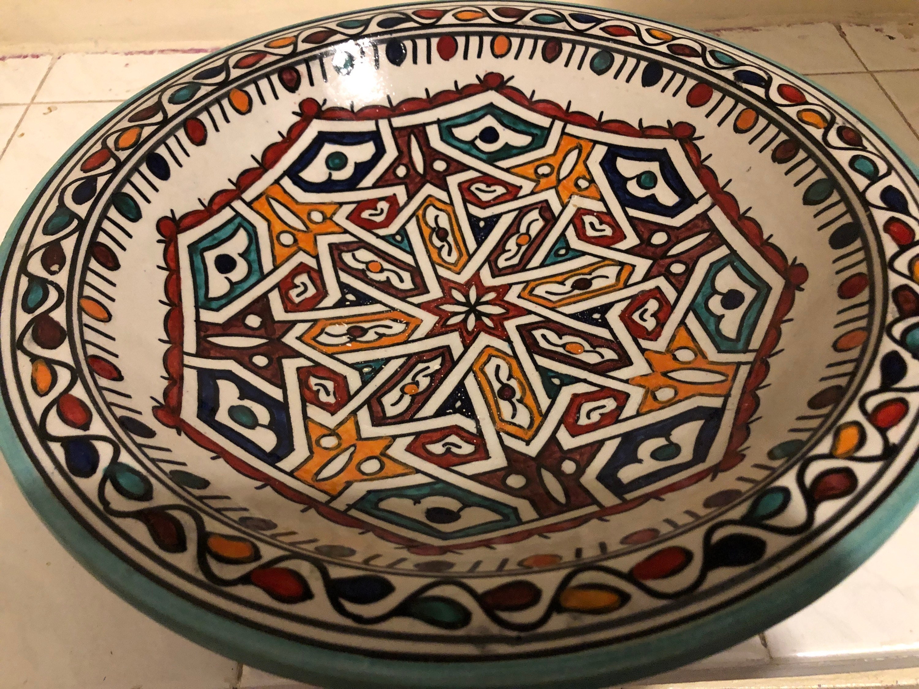 Handmade and Hand Painted Moroccan Ceramic Plate Made in Fed/fez - Etsy