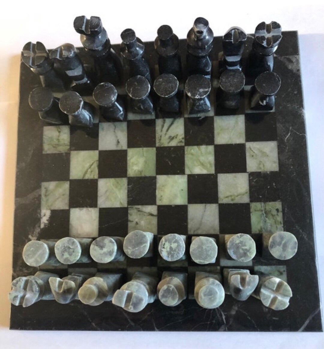 Handmade Moroccan Marble Chess Set: Patterned Board & Figures - Etsy