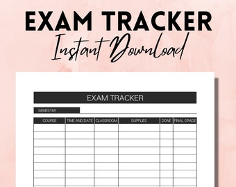 Exam Tracker | Printable College Exam Log | University Assessment ...