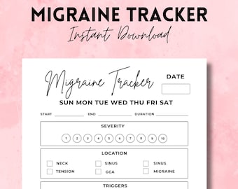 Migraine Tracker Printable Migraine Journal Headache Log Chronic Pain ...