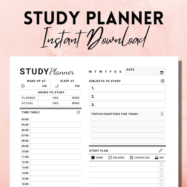 Study Planner - Etsy